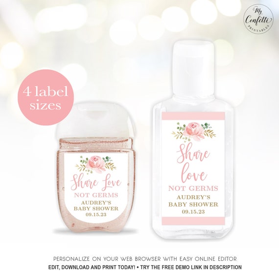 Printable Hand Sanitizer Bottle Label Template Share Love Not - Etsy