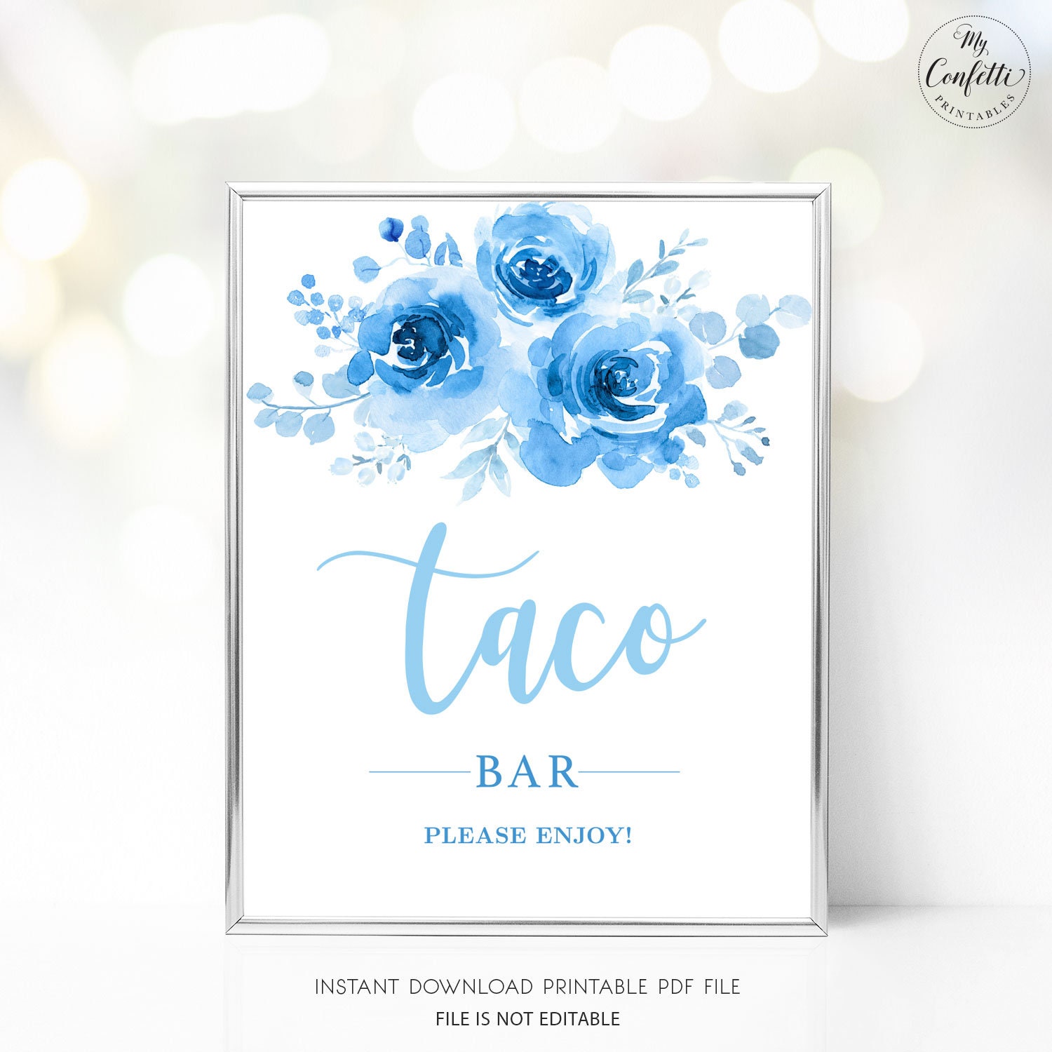 Taco Bar Sign Printable Taco Bar Sign Baby Shower Birthday | Etsy
