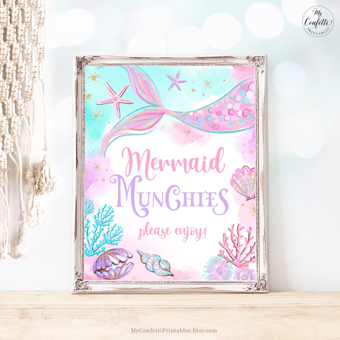Mermaid Birthday Sign Bundle, Six Printable Birthday Sign Set, 8x10 ...