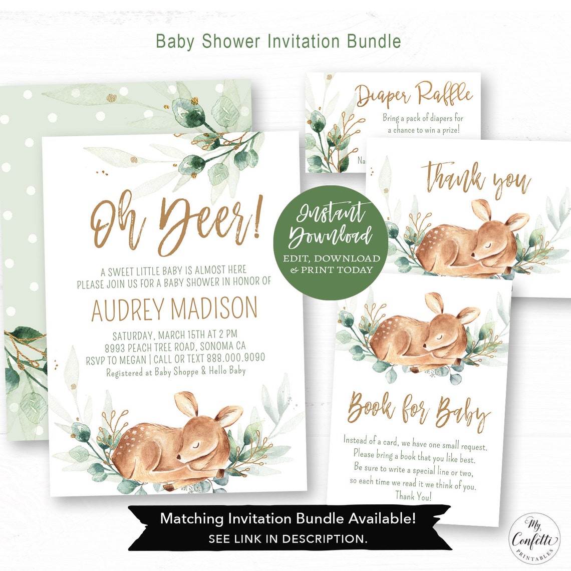 Baby Shower Thank You Card, Printable Thank You Card Template, Baby ...