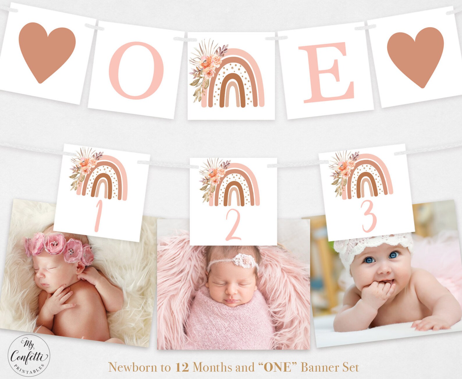 First Birthday Milestone Banner, Printable Birthday Banner Template ...