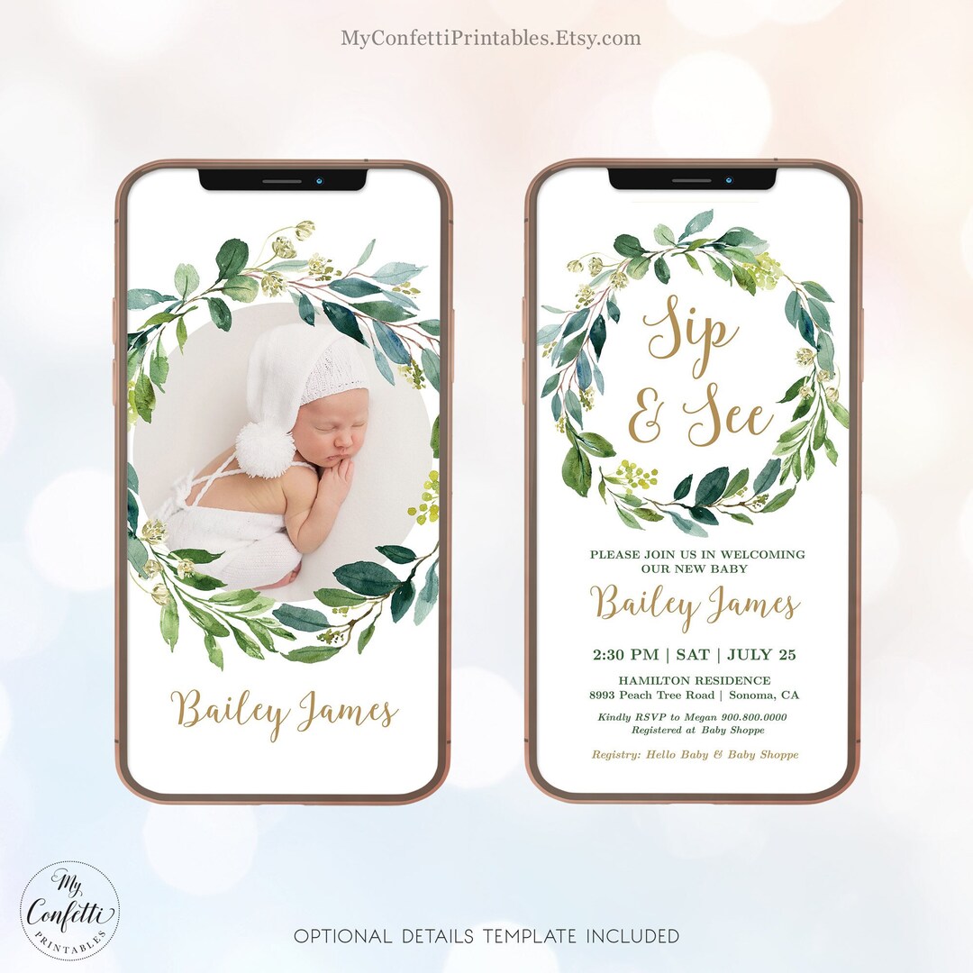 Digital Sip and See Invitation Template Editable Invitation - Etsy