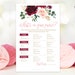 What's in Your Purse Game Baby Shower Game, Pink Burgundy Floral, Boho ...