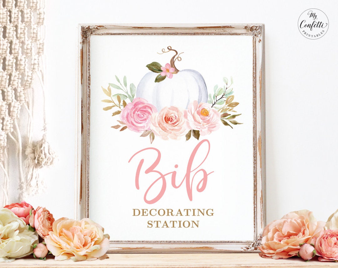 Bib Decorating Station Sign, Printable Baby Shower Decorate A Bib Sign ...