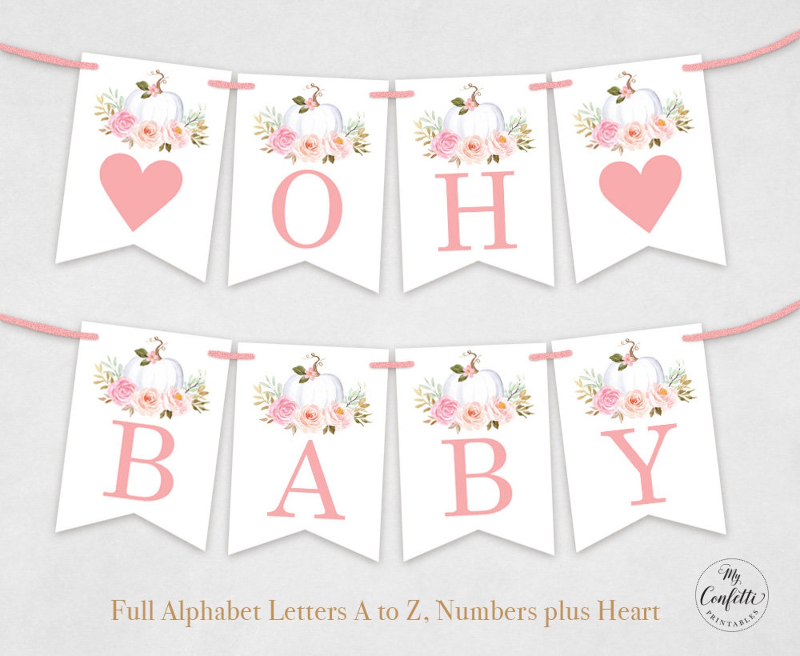 Printable Alphabet Banner Set, Letters A to Z, Numbers Plus Heart, DIY ...