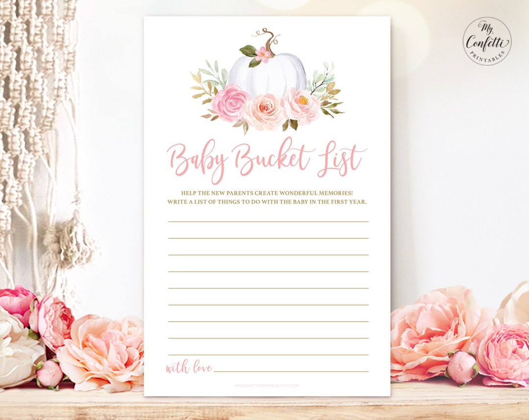Baby Bucket List Game Card, Printable Baby Shower Game, Pink, Girl Baby ...
