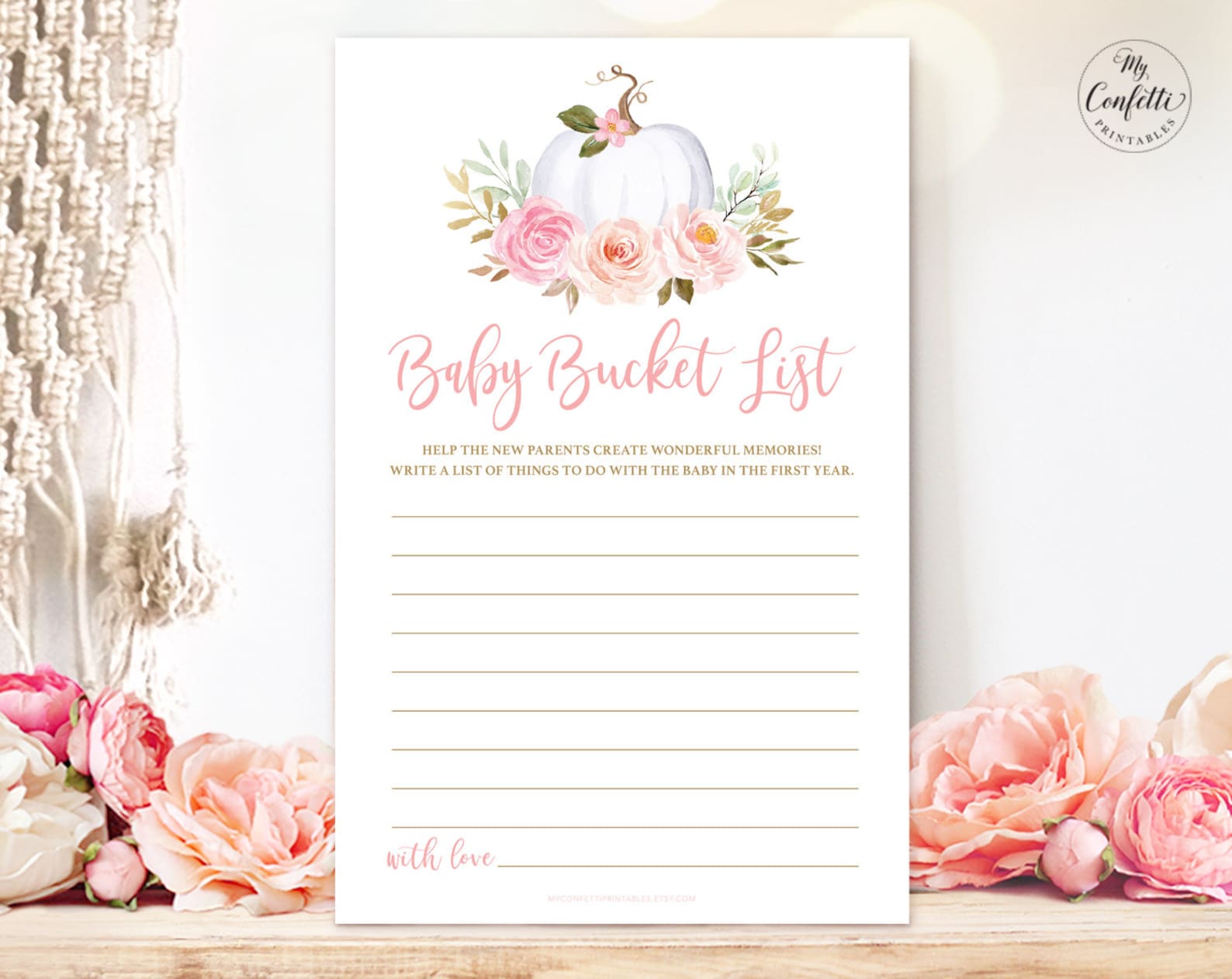 Baby Bucket List Game Card, Printable Baby Shower Game, Pink, Girl Baby ...