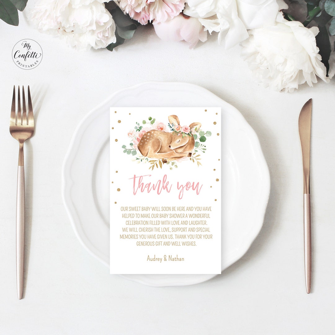 Editable Thank You Note Card, Printable Baby Shower Thank You Card ...
