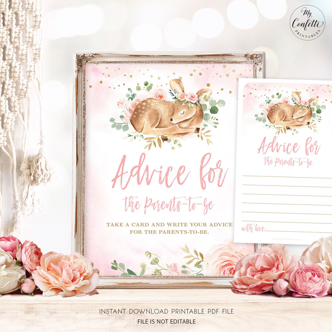 Advice for the Parents-to-be Sign & Cards Set, Printable Baby Shower ...