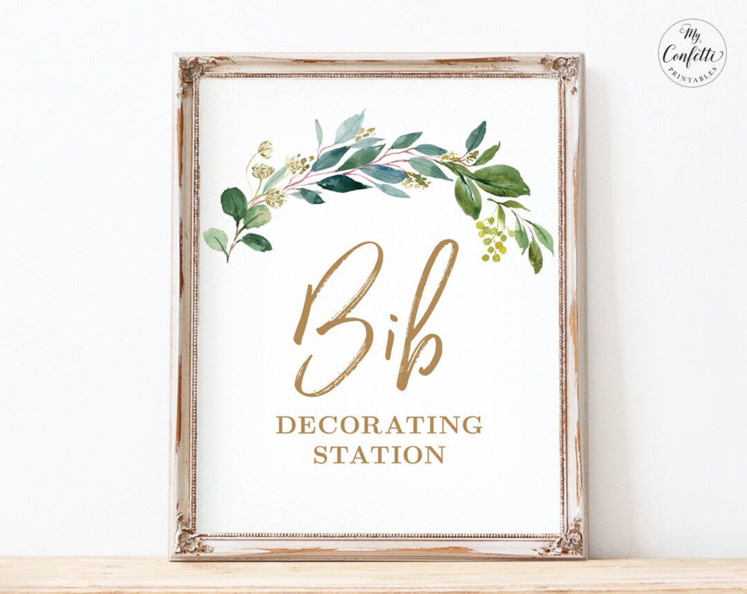 Bib Decorating Station Sign, Printable Baby Shower Decorate A Bib Sign ...
