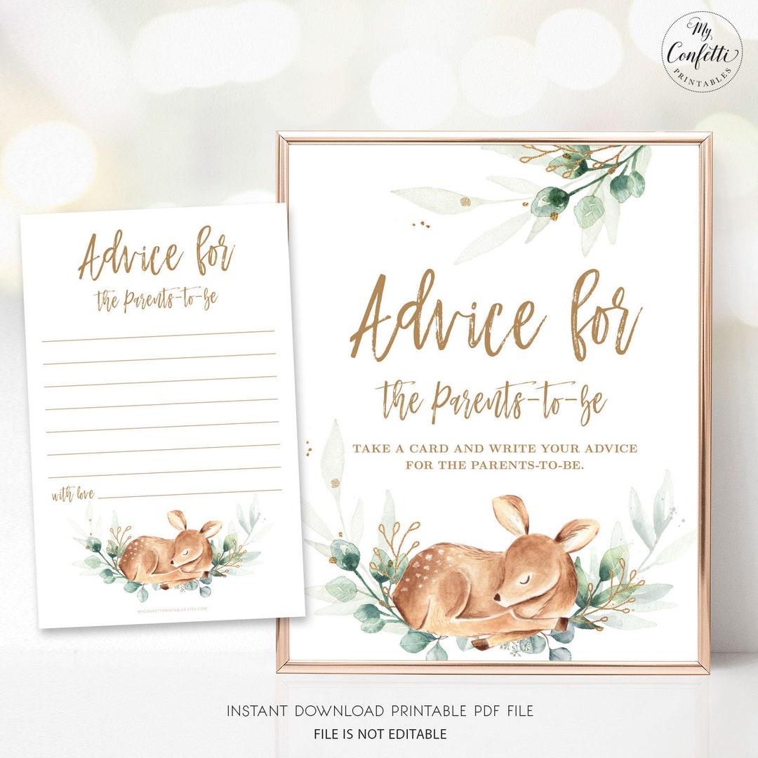 Advice for Parents-to-be or Mom-to-be Sign and Note Cards, Printable ...