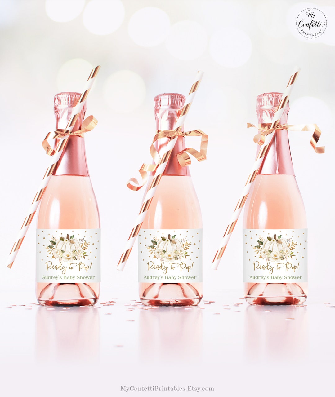 Editable Mini Champagne Bottle Label Template, Ready to Pop! Bubbly ...