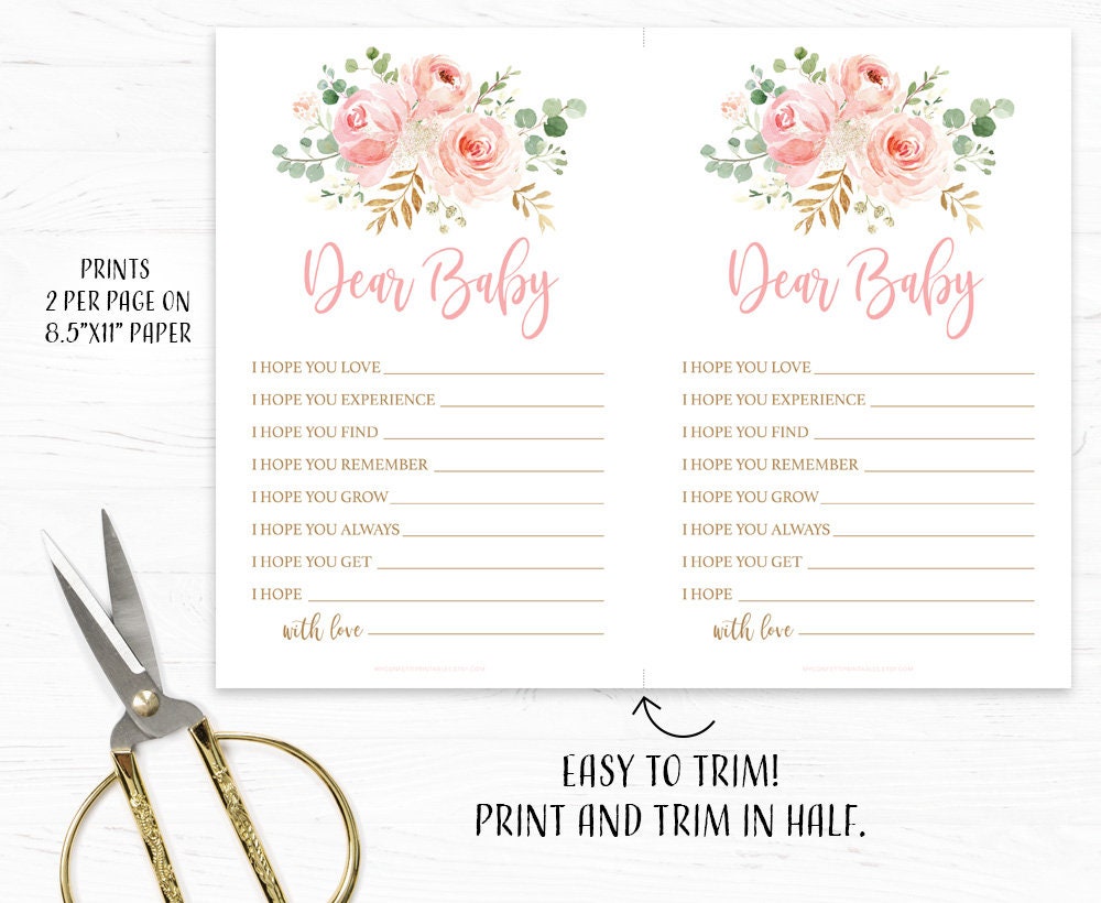 Dear Baby Wishes for Baby Shower Game Sign & Cards Printable - Etsy