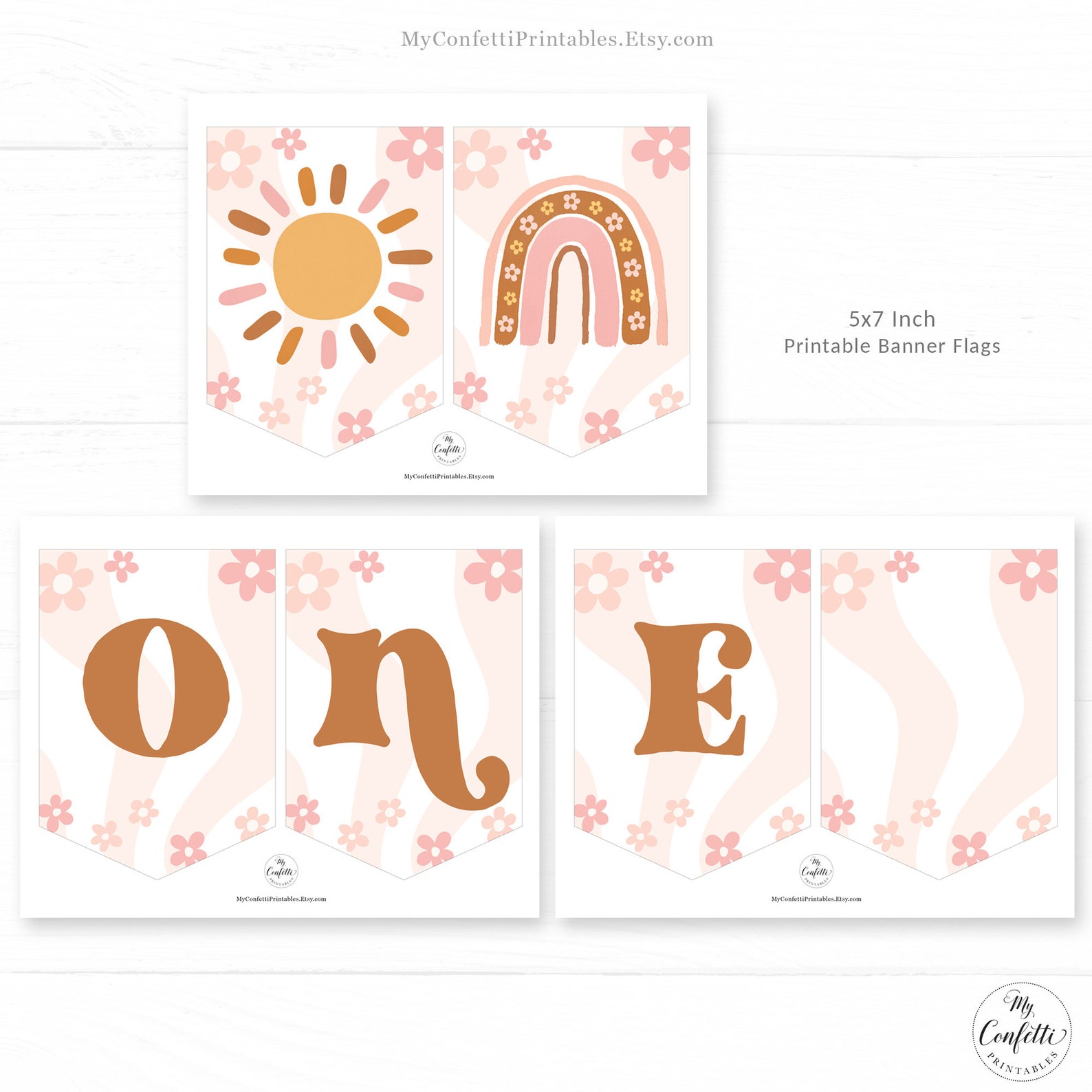 Printable ONE Banner Rainbow and Sunshine One Banner Girl - Etsy
