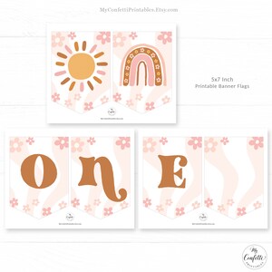 Printable ONE Banner, Rainbow and Sunshine One Banner, Girl First ...