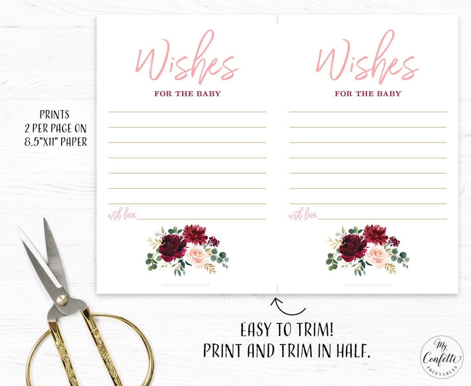 Wishes for Baby Sign and Note Cards Printable Baby Shower - Etsy