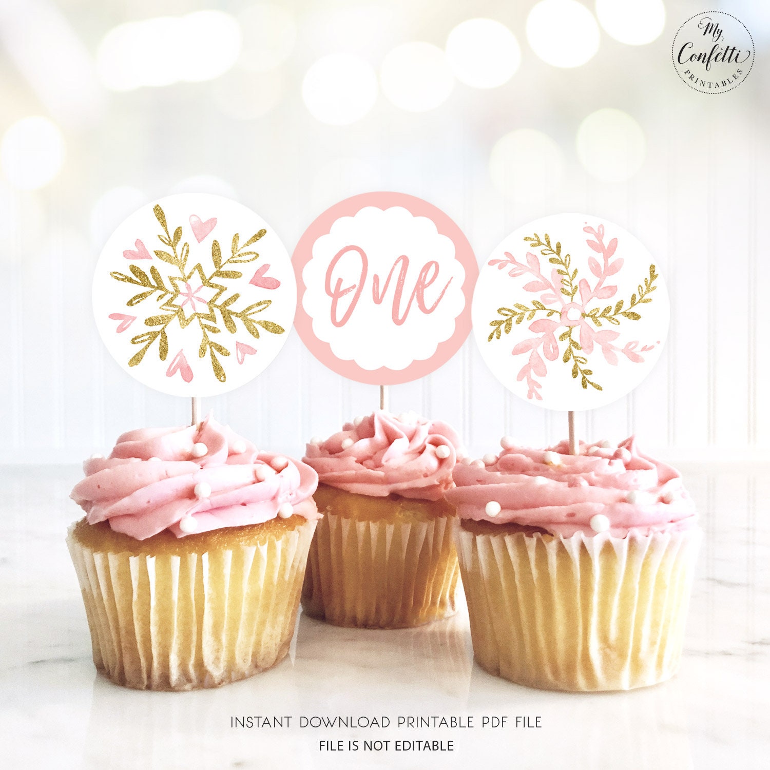 Baby's First Birthday Cupcake Toppers Printable Cupcake | Etsy