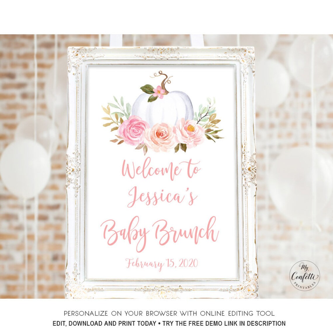 Pumpkin Baby Brunch Welcome Sign Printable Large Baby Shower | Etsy