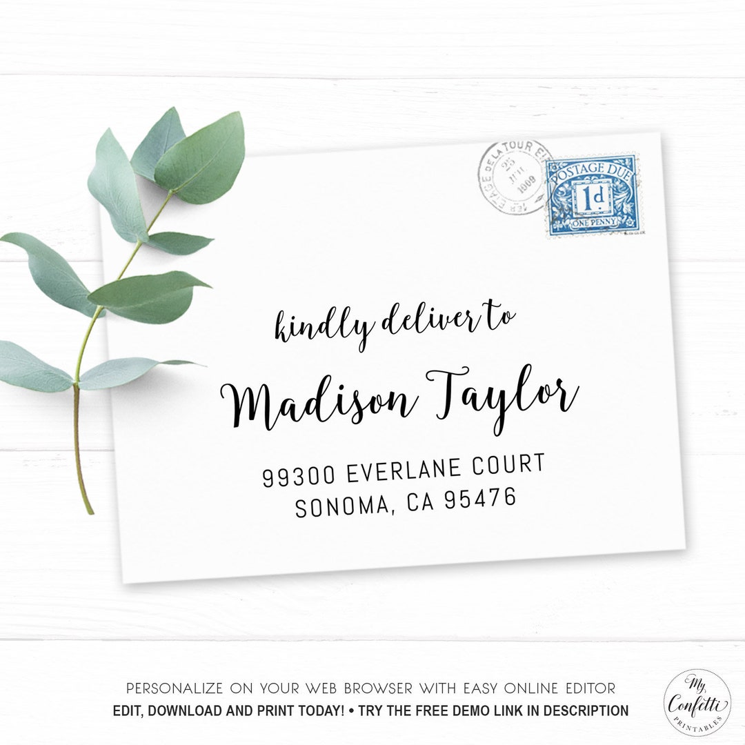 Envelope Addressing Template, A7 & A1 Envelope Sizes, Printable, MCP808 ...
