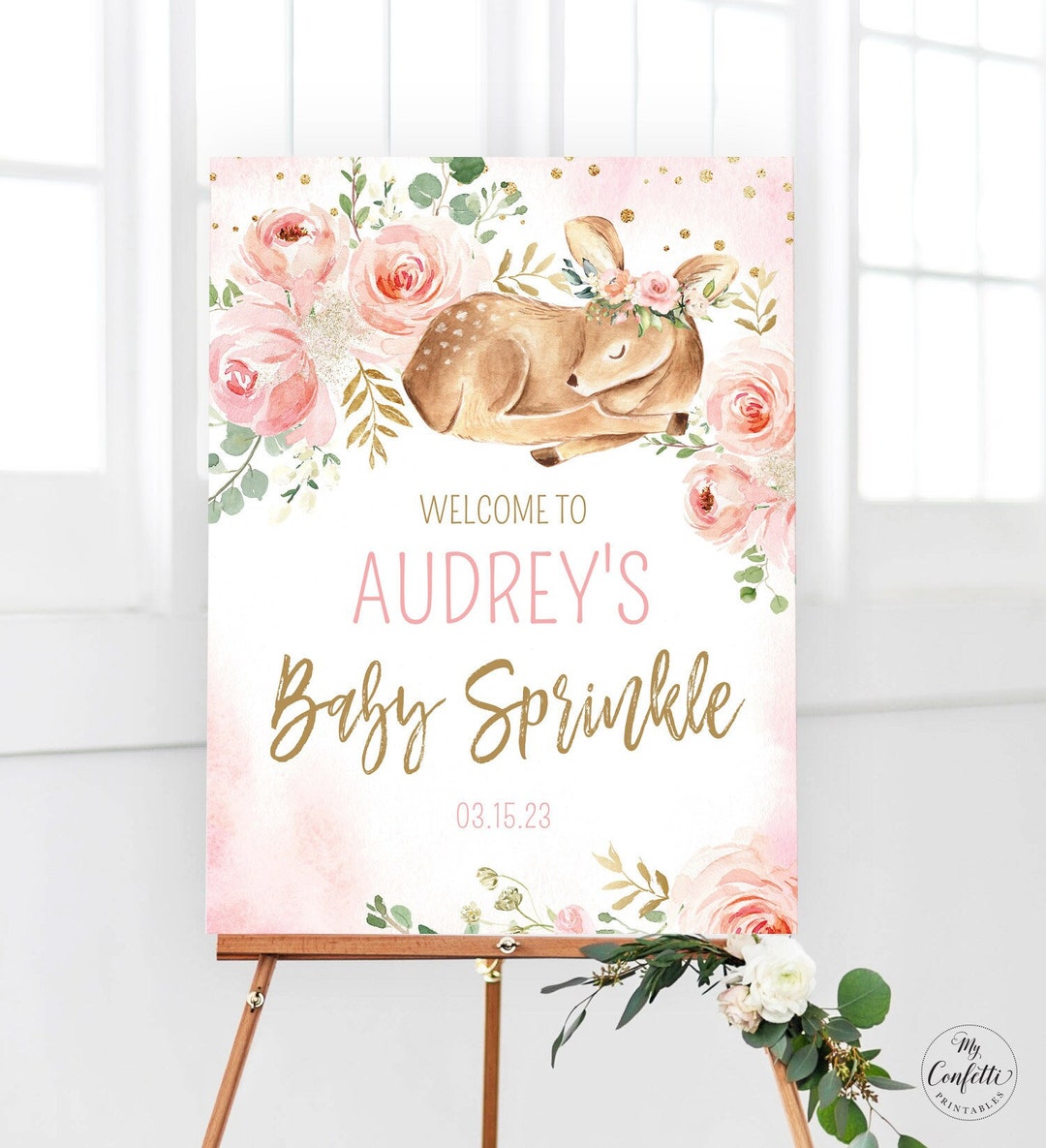 Baby Sprinkle Welcome Sign, Printable Welcome Sign Template, Girl Baby ...