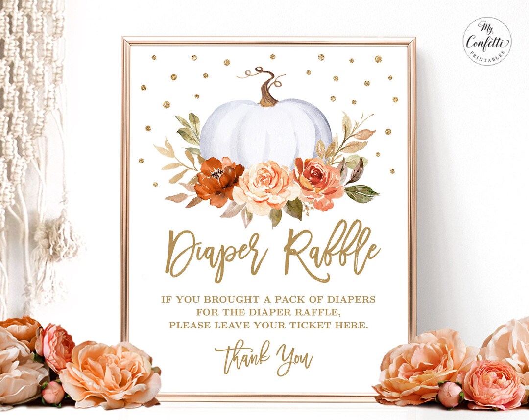Printable Diaper Raffle Sign, Fall Diaper Raffle Sign, Baby Shower, Boy ...