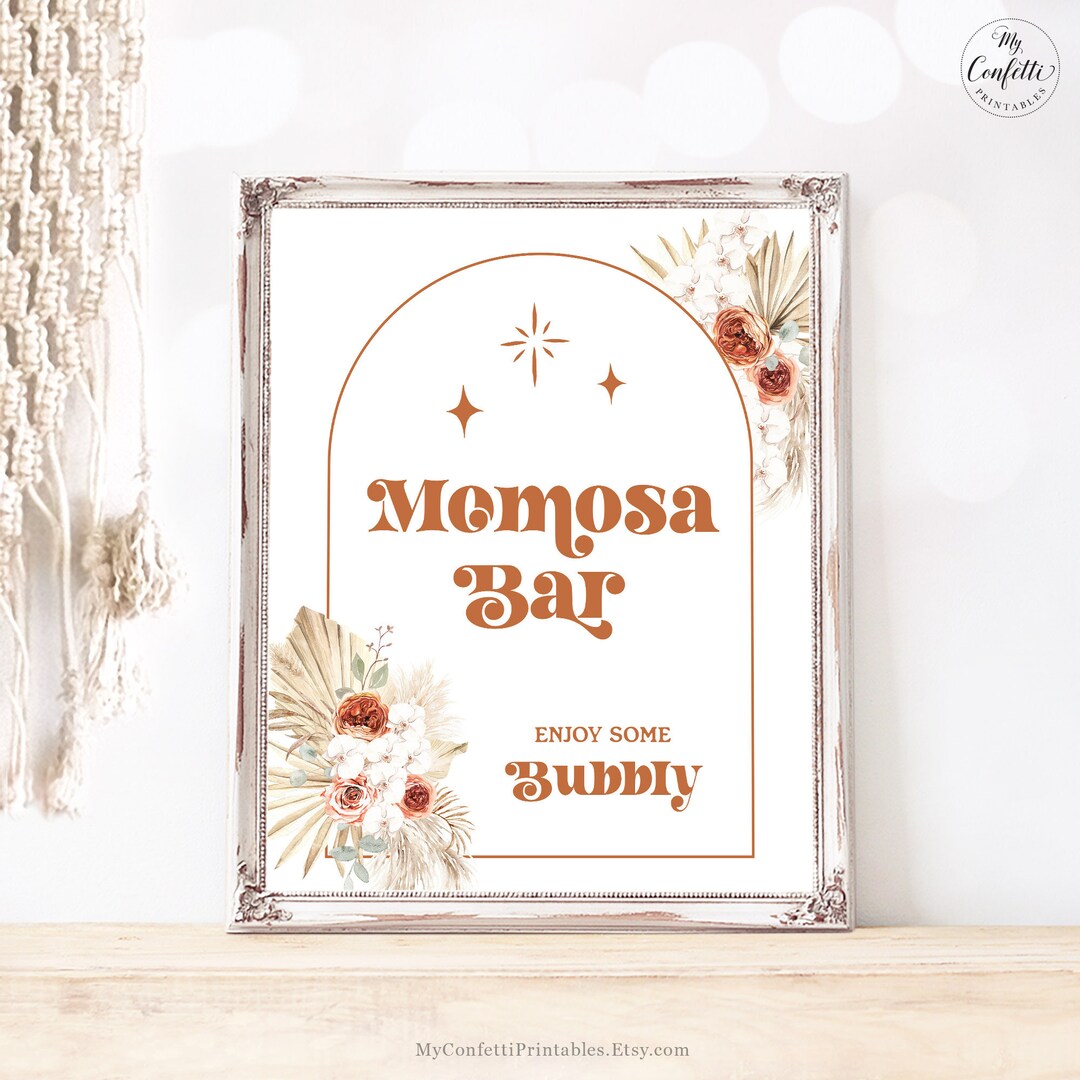Momosa Bar Sign, Printable Baby Shower Mom-osa Bar Sign, 8x10, Pampas ...