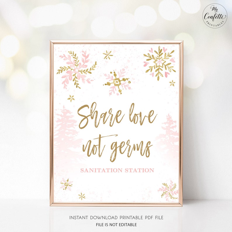 Share Love Not Germs Sign Printable Sanitation Station Sign | Etsy