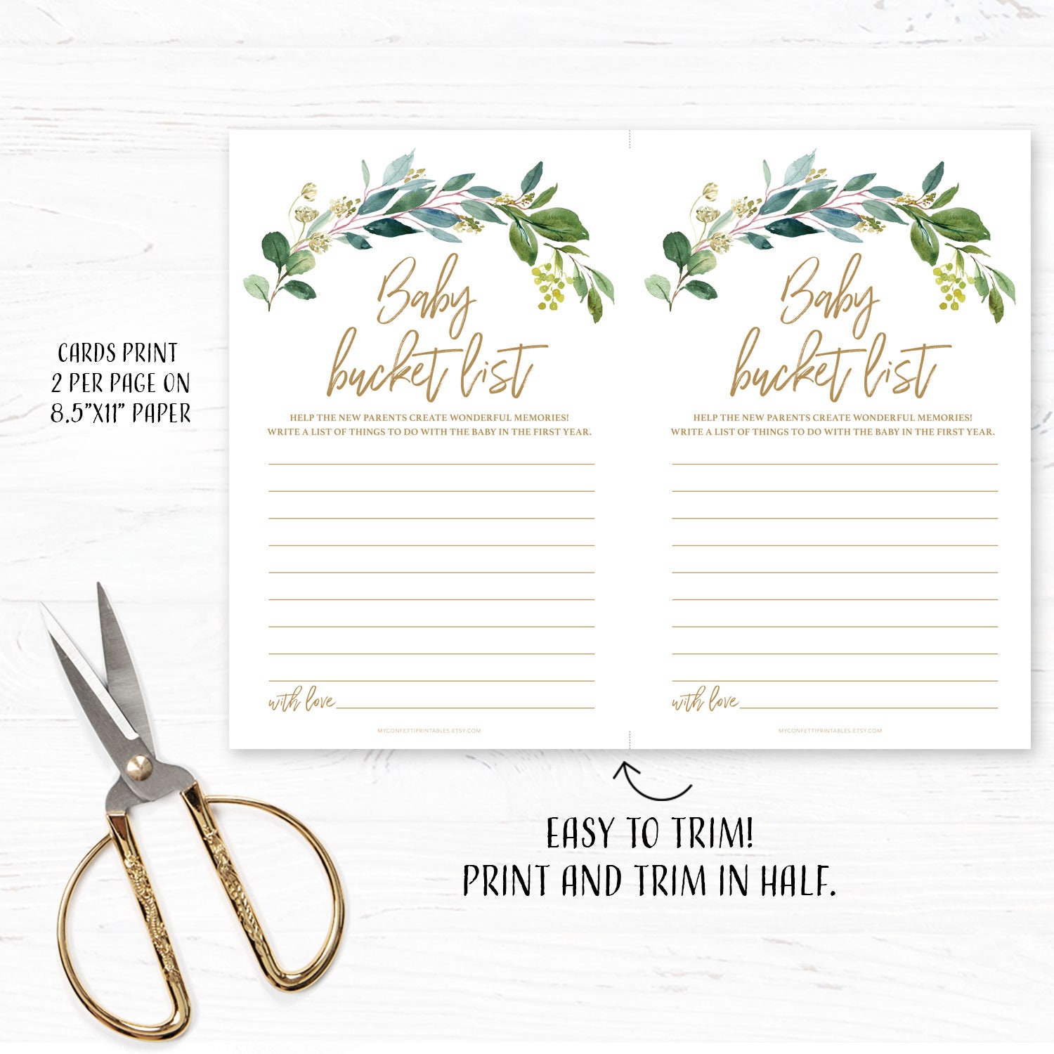 Baby Bucket List Baby Shower Game, Printable Baby Shower Game, Rustic ...