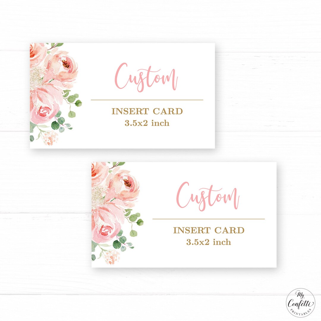 Editable Custom Small Card, Printable Small Insert Card, Girl Baby ...