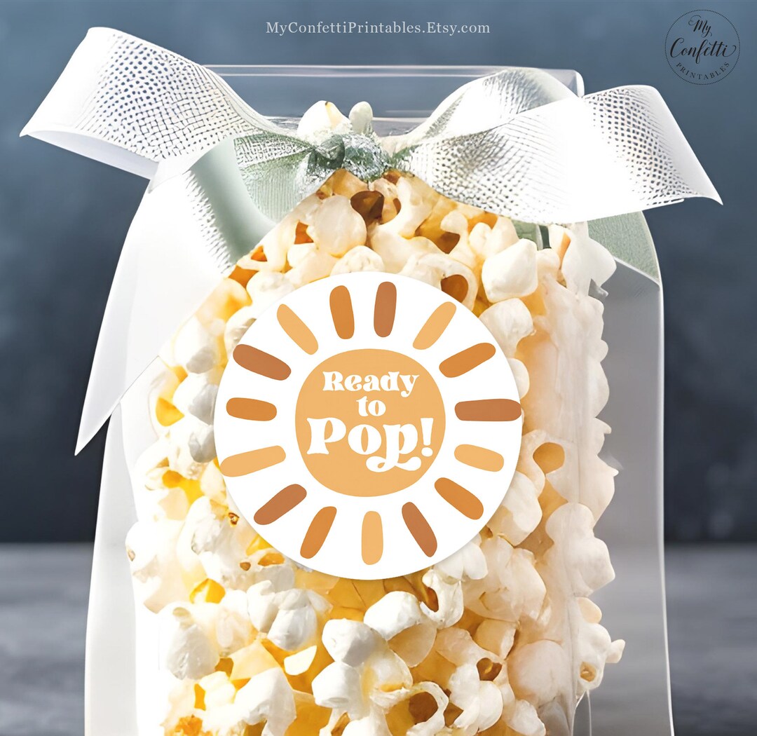 Ready to Pop! Baby Shower Favor Tag Template, Editable Circle Popcorn ...