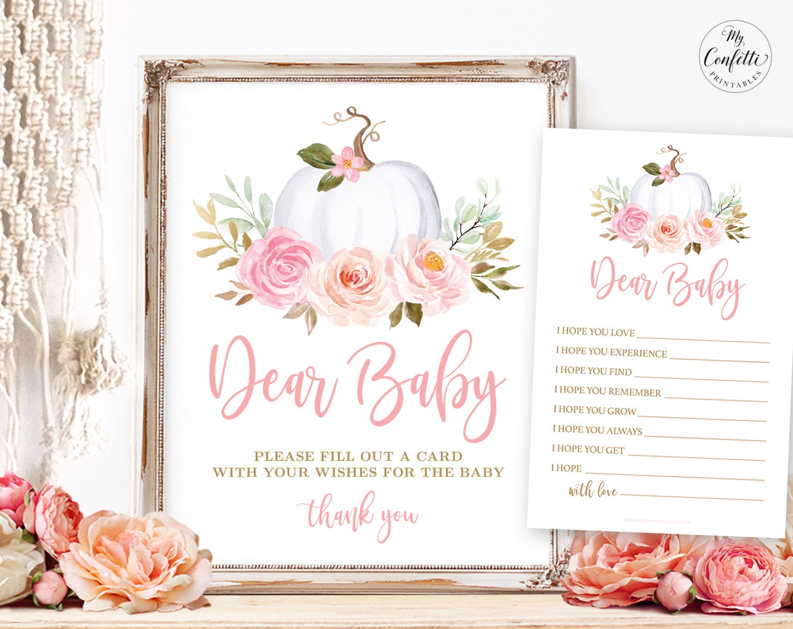 Dear Baby Wishes for Baby Shower Game Girl Baby Shower Party | Etsy