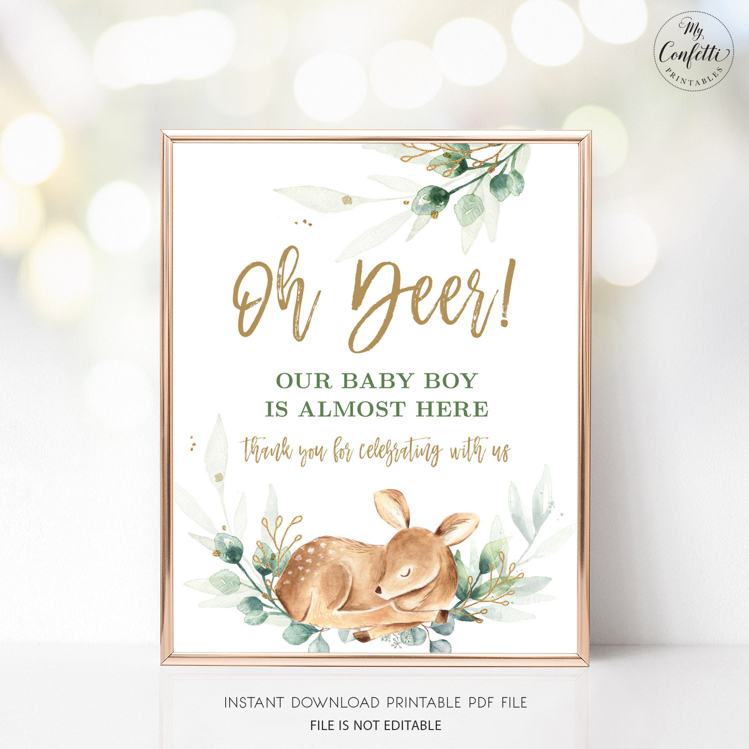 Oh Deer! Our Baby Boy is Almost Here Sign, Printable Thank You Sign ...