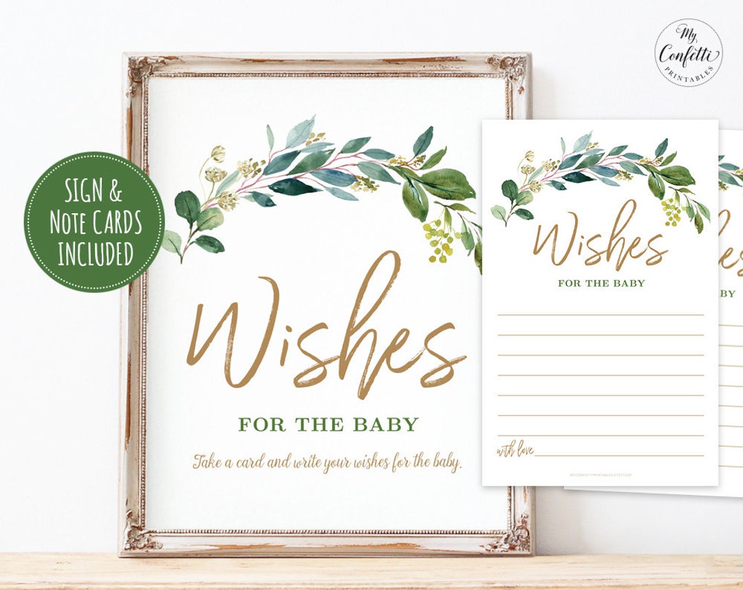 Wishes for Baby Sign and Note Cards, Printable Baby Shower Wishes for ...