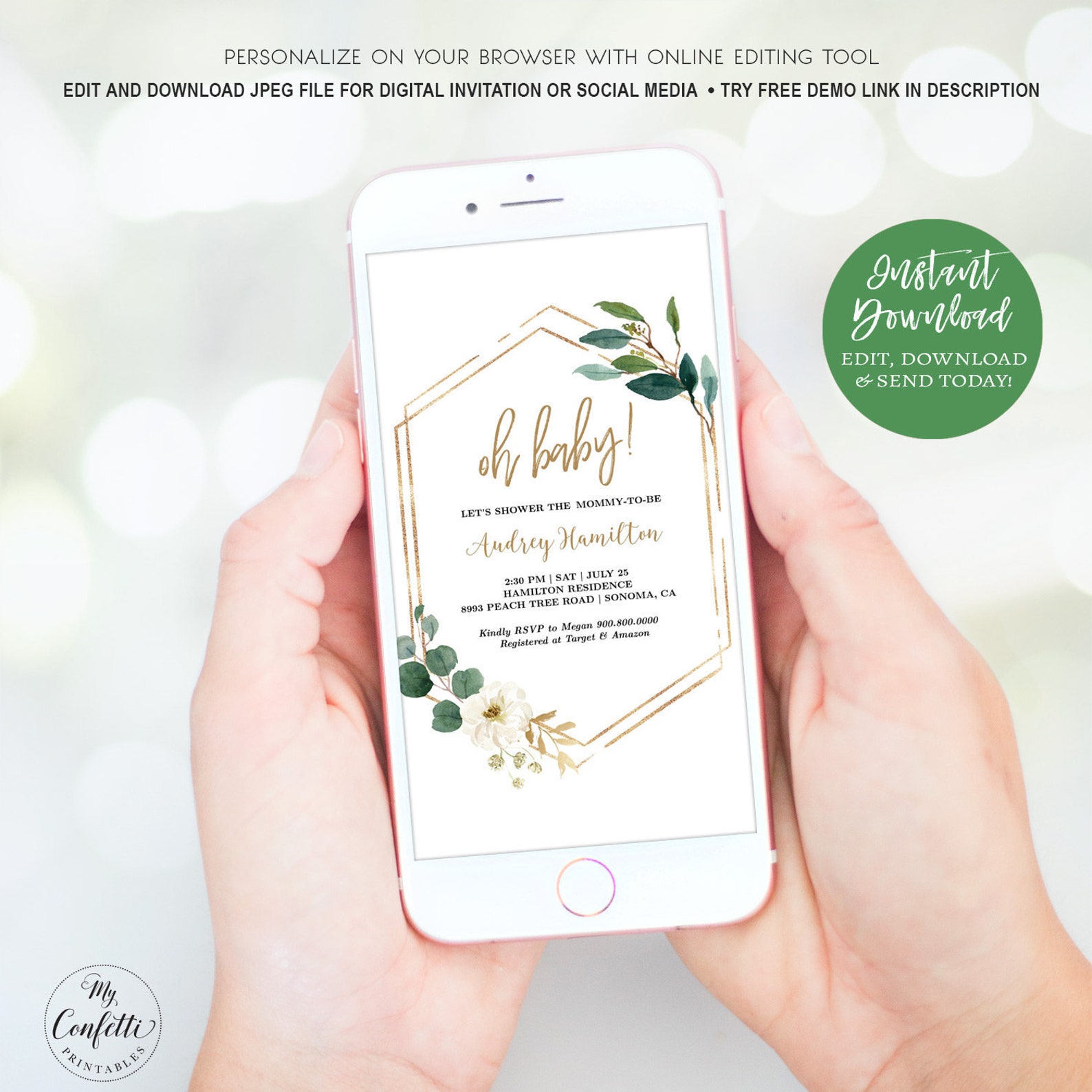 Digital Baby Shower Invitation Electronic Invitation | Etsy