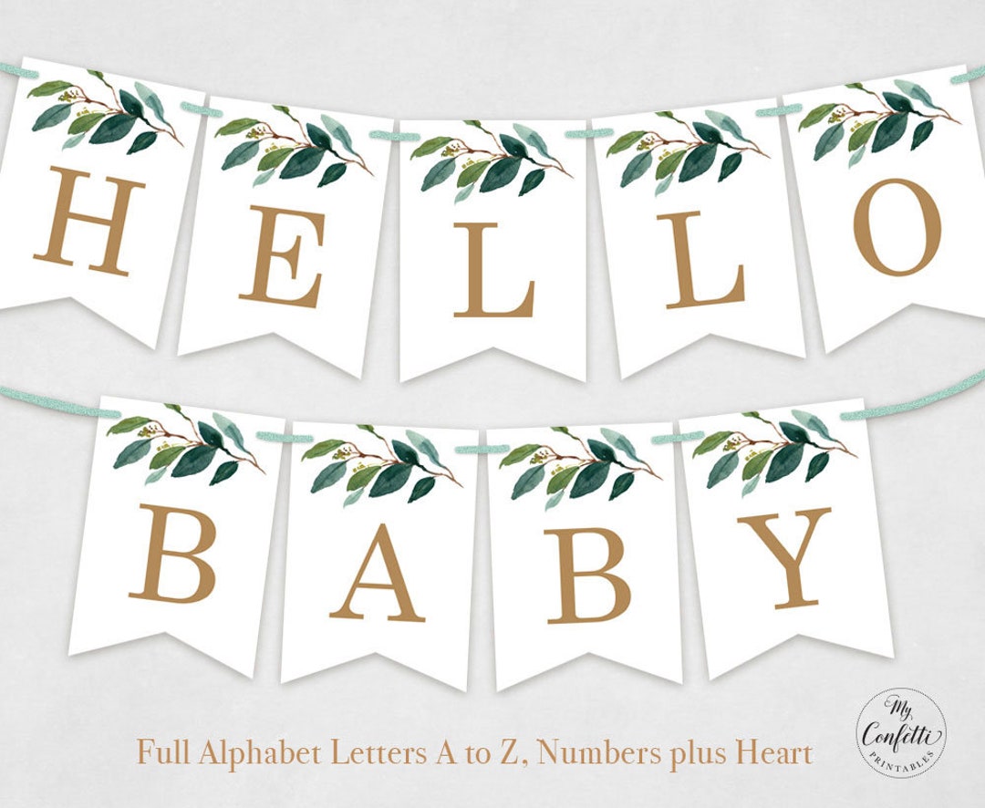 Printable Alphabet Banner Set, Letters A to Z, Numbers, Heart, DIY Baby ...