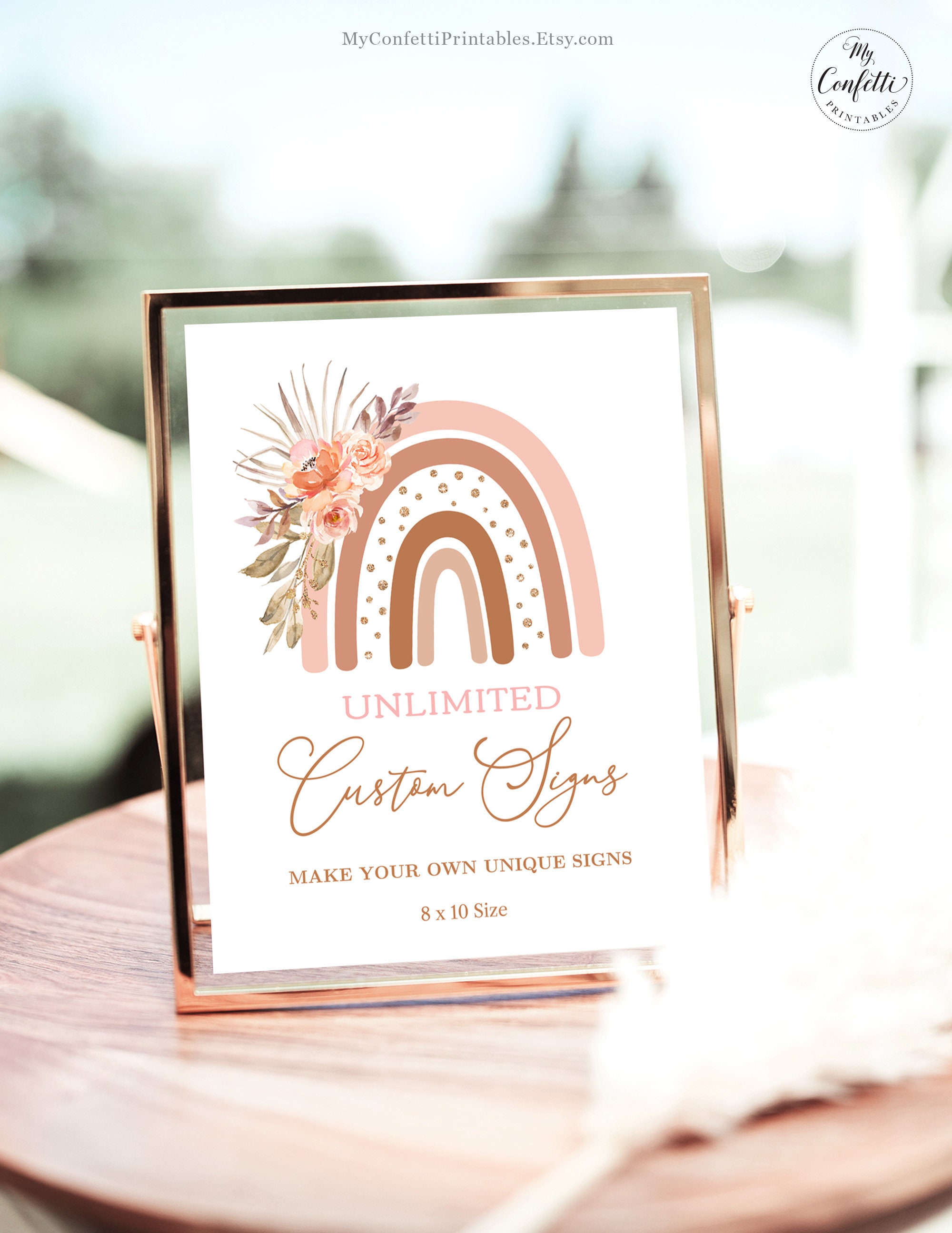 Editable Unlimited DIY Sign Template, Custom Signs, Boho Rainbow ...