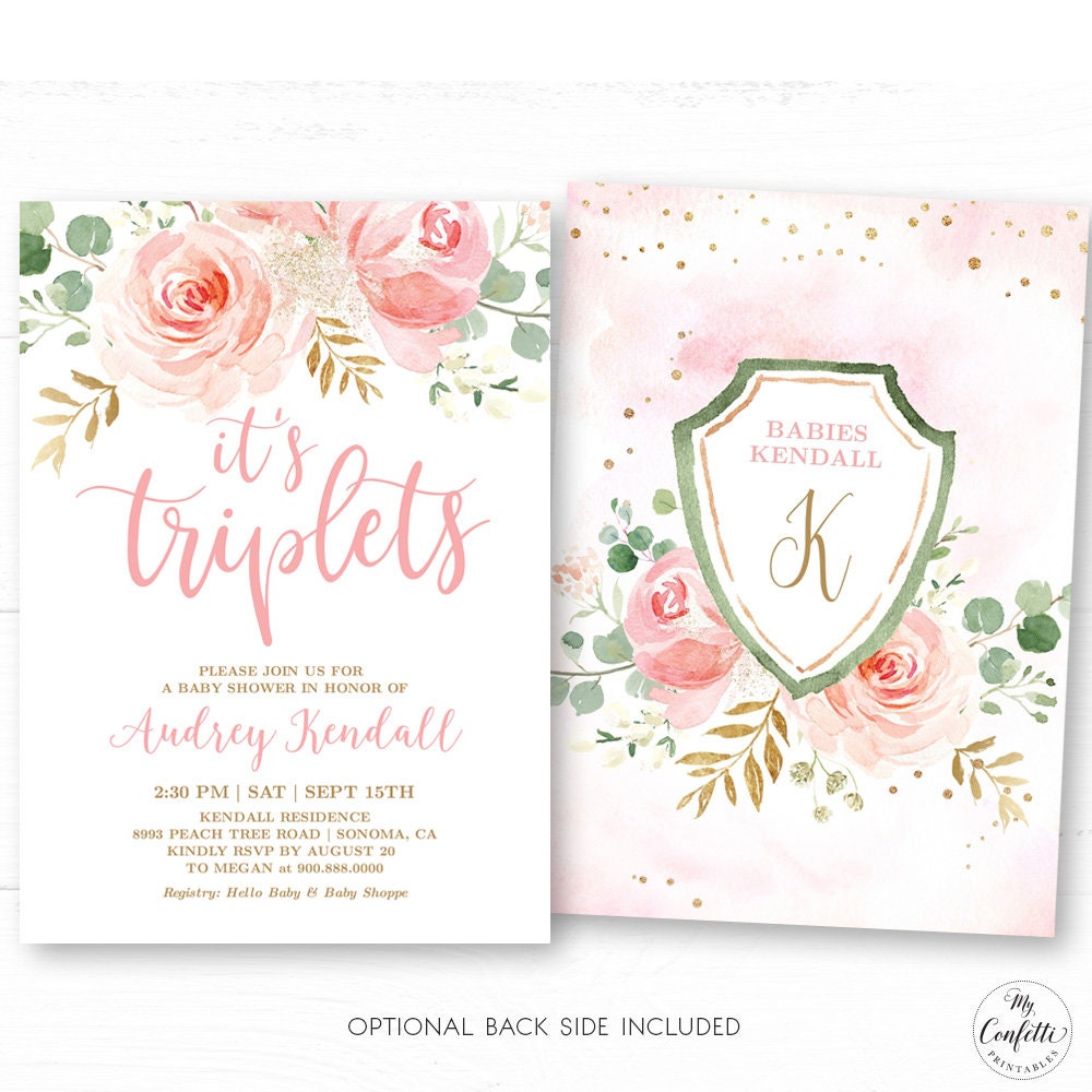 Triplets Baby Shower Invitation It's Triplets Printable - Etsy