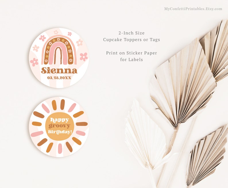 Editable Birthday Cupcake Topper Template Rainbow Sun - Etsy