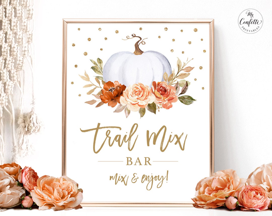 Trail Mix Bar Sign, Printable Baby Shower Trail Mix Sign, Gender ...