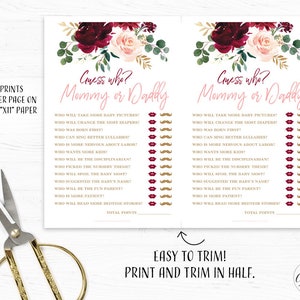 Pink Burgundy Floral Baby Shower Game BUNDLE, Six Printable Baby Shower ...