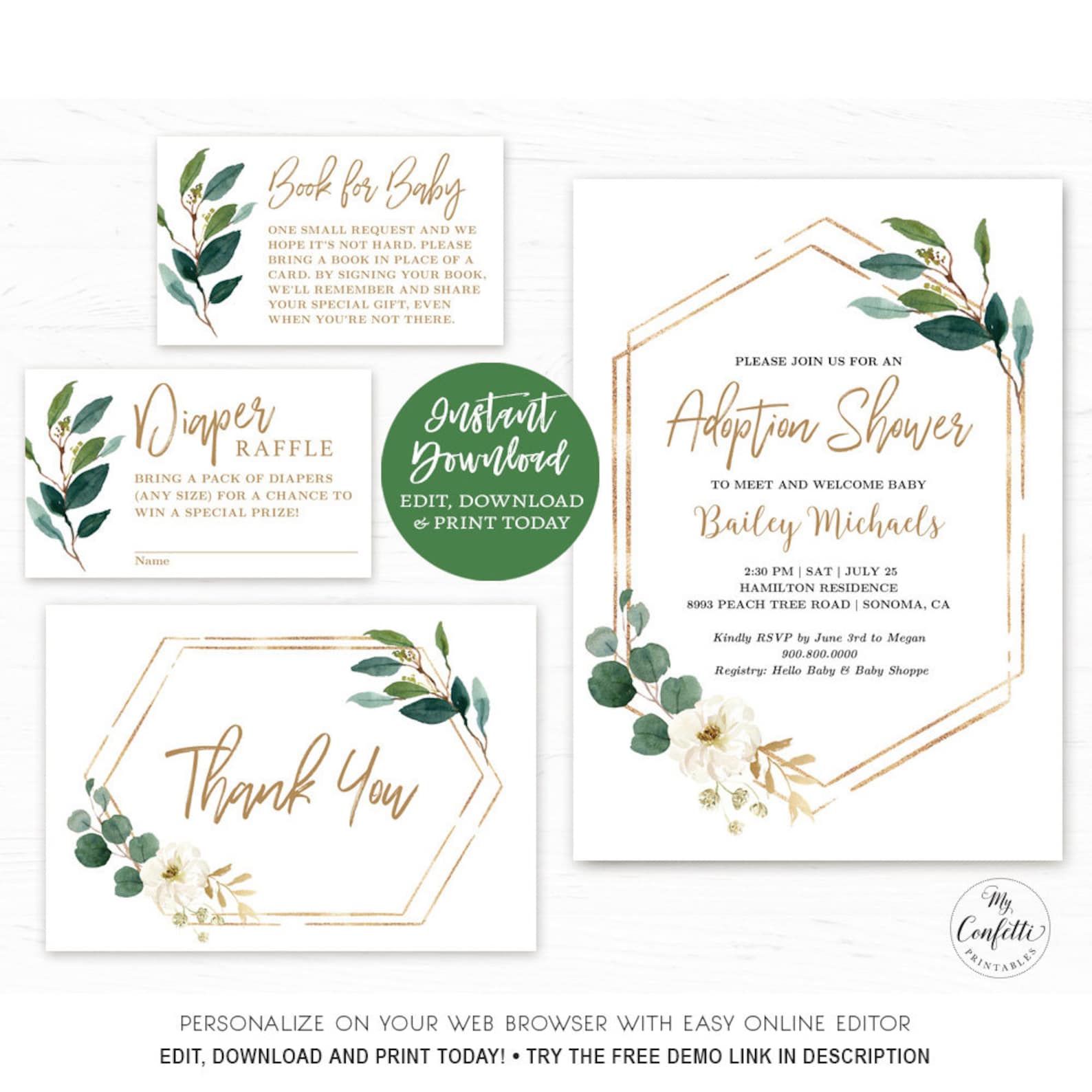 Adoption Shower Invitation Template EDITABLE Printable - Etsy