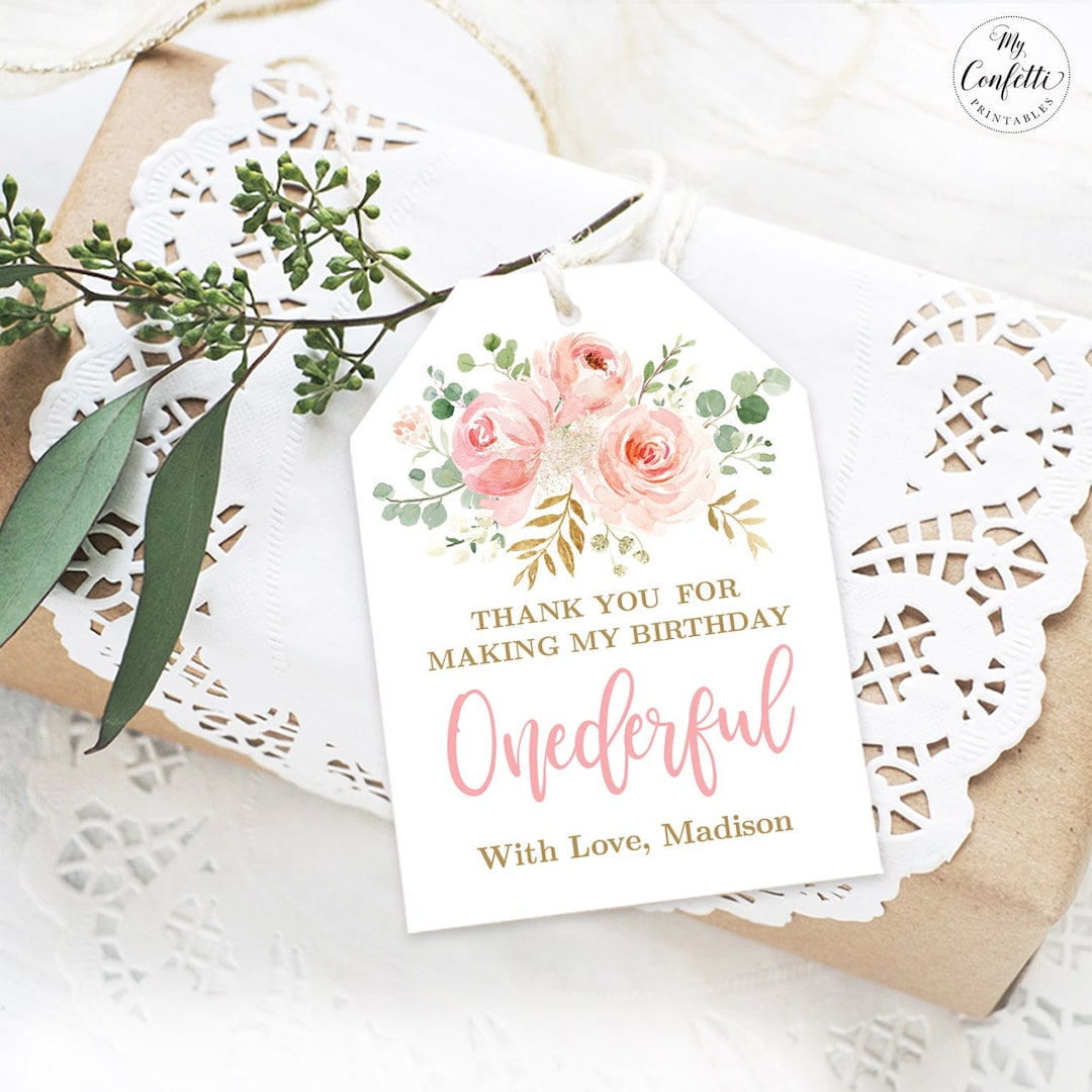 Onederful First Birthday Favor Tags, Printable Baby's First Birthday ...