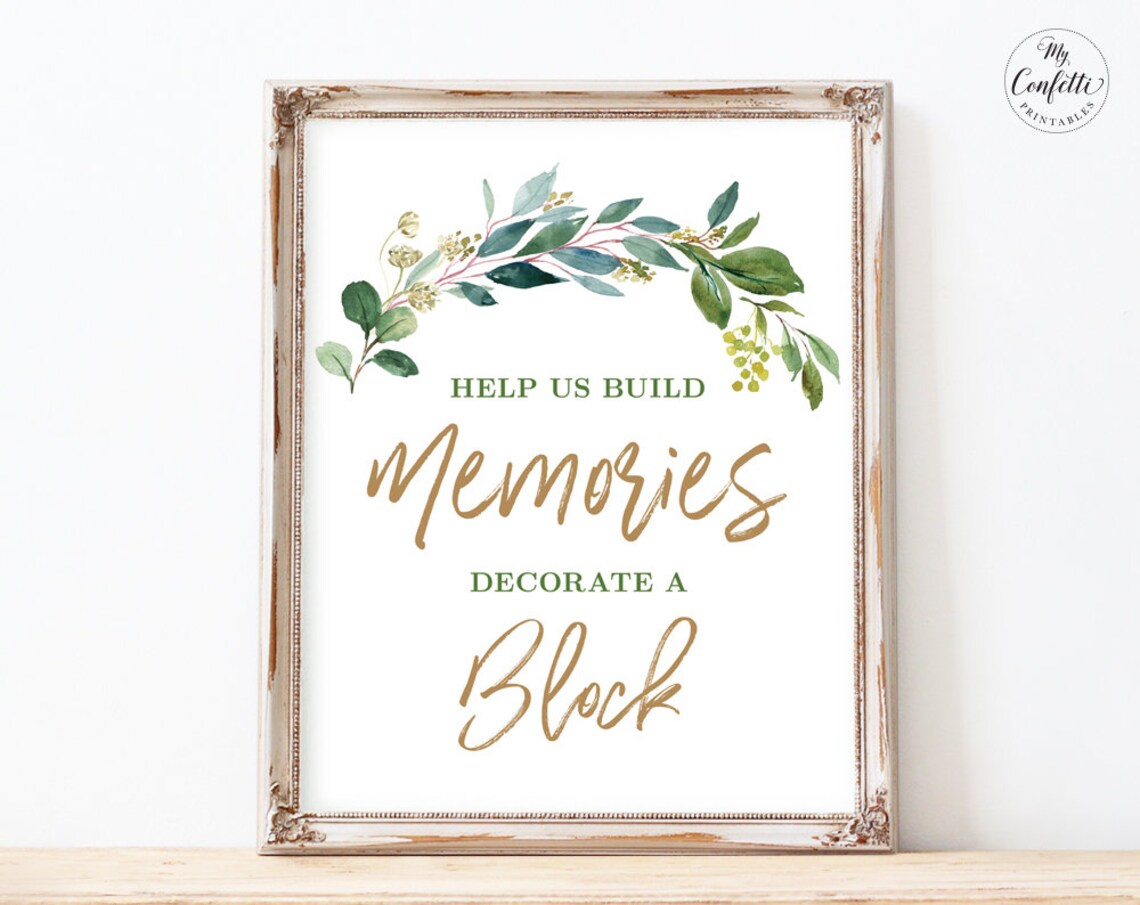 Decorate a Block Sign, Printable Baby Shower "help Us Build Memories ...