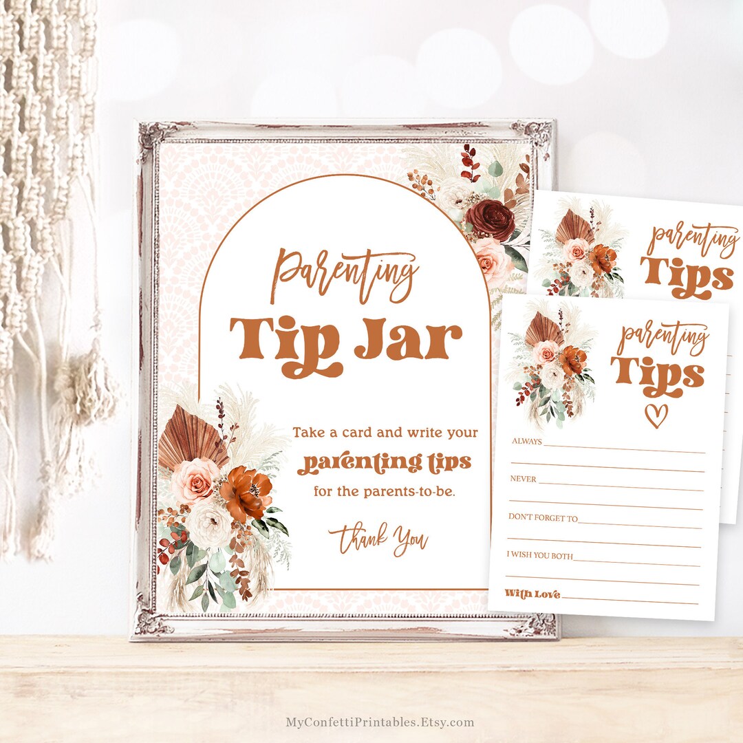 Parenting Tip Jar Sign and Cards, Printable, Advice for Parents-to-be ...