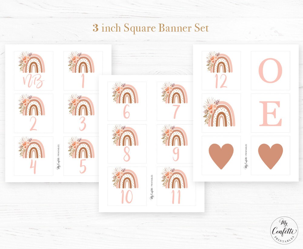 First Birthday Milestone Banner, Printable Birthday Banner Template ...