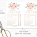 Blush Pink Floral Baby Shower Game BUNDLE, Six Printable Baby Shower ...