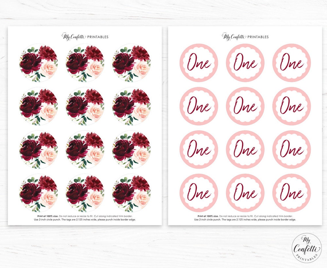 First Birthday Cupcake Toppers Printable One Cupcake Toppers - Etsy