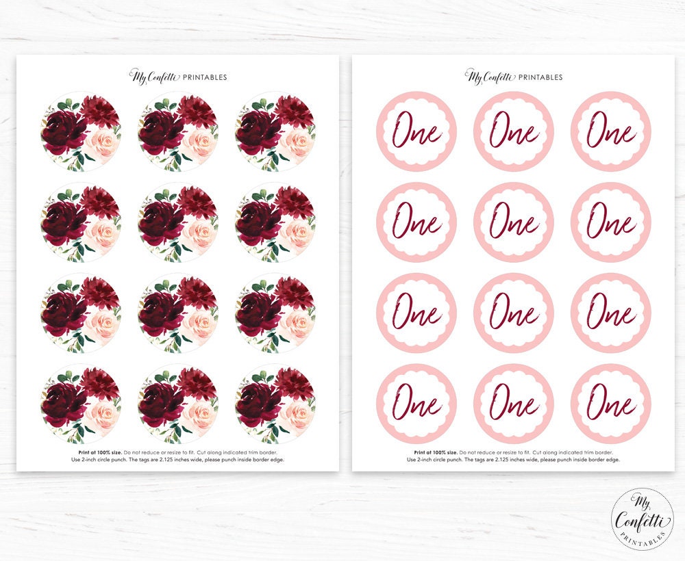 First Birthday Cupcake Toppers Printable One Cupcake Toppers - Etsy