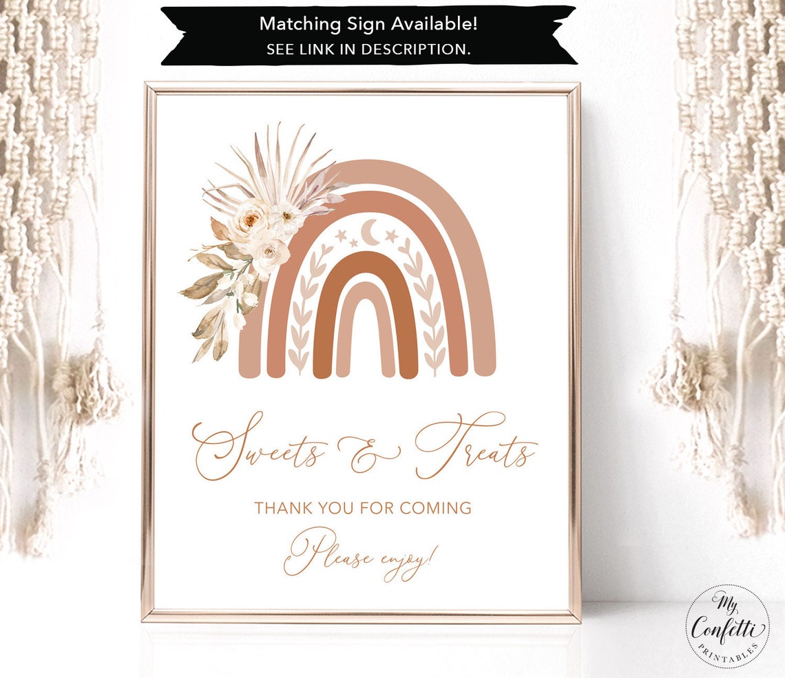 Boho Rainbow Baby Sprinkle Welcome Sign Printable Welcome - Etsy