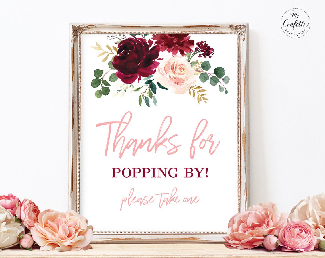 Thanks for Popping by Sign Printable Popcorn Favors Sign - Etsy